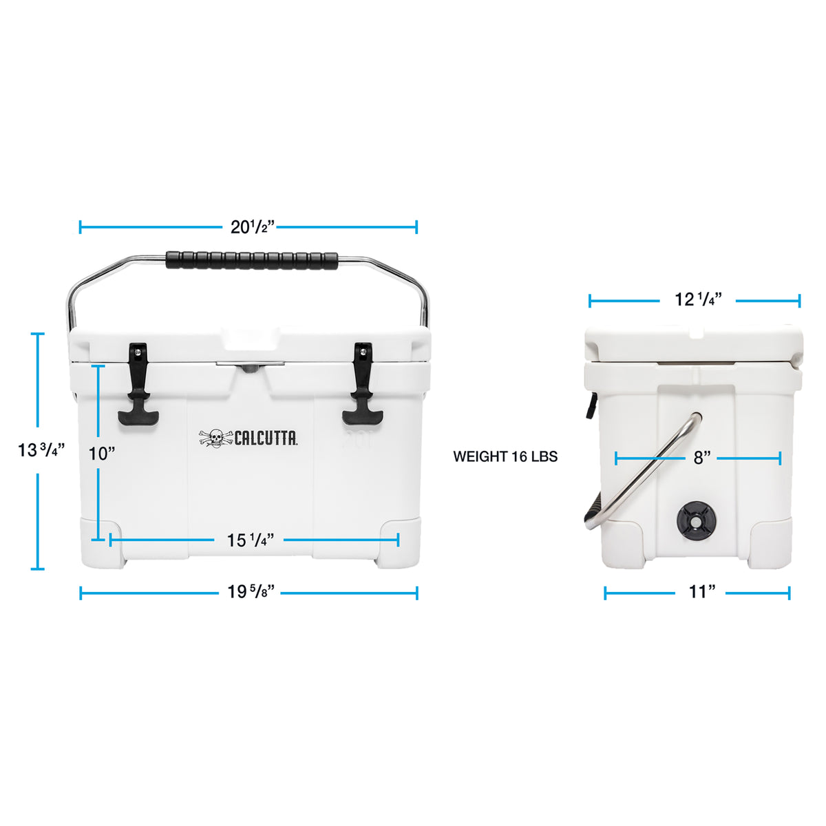 Hard Cooler | 20 Liter / 21 Quart White Cooler | Calcutta Outdoors®
